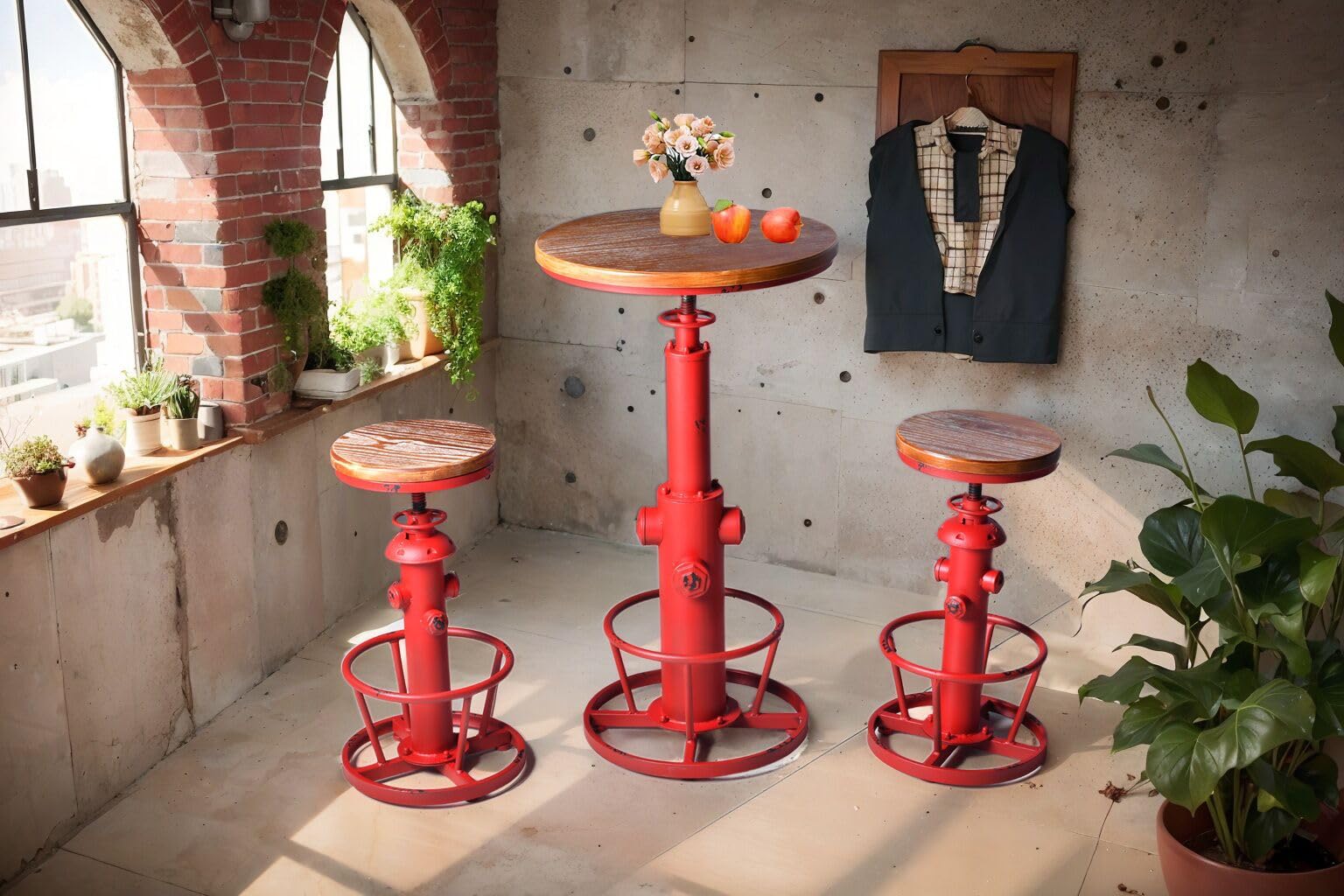 Amazon.com - Topower 3 Piece Pub bar Set Retro Round bar Table and ...