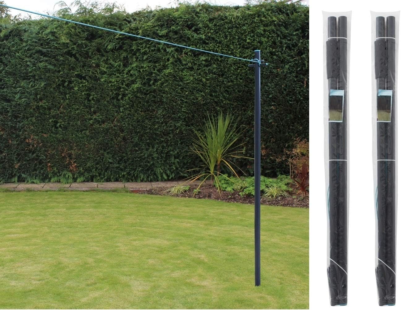 AQS INTERNATIONAL 2x Galvanised Clothes Post Pole Washing Line Airer ...