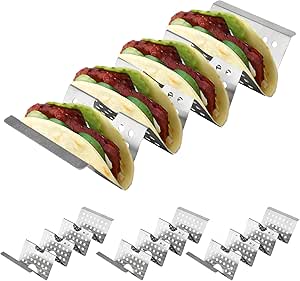 SULIVES Stainless Steel Taco Holder Stand Set - 4 Pack Wave Taco Tray ...