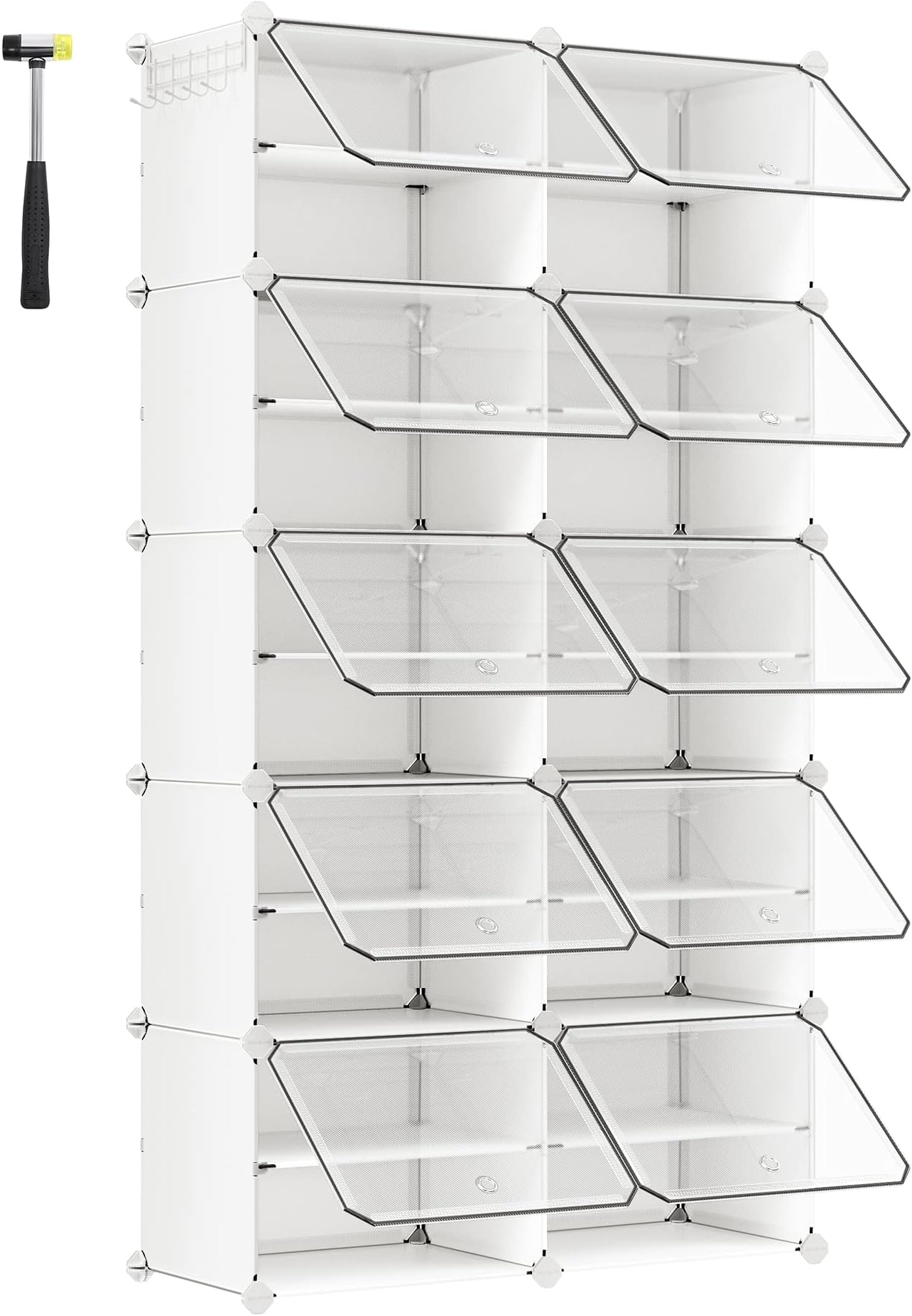 HOMIDEC Shoe Rack, Plastic Shoe Storage Organiser with Back Panels ...