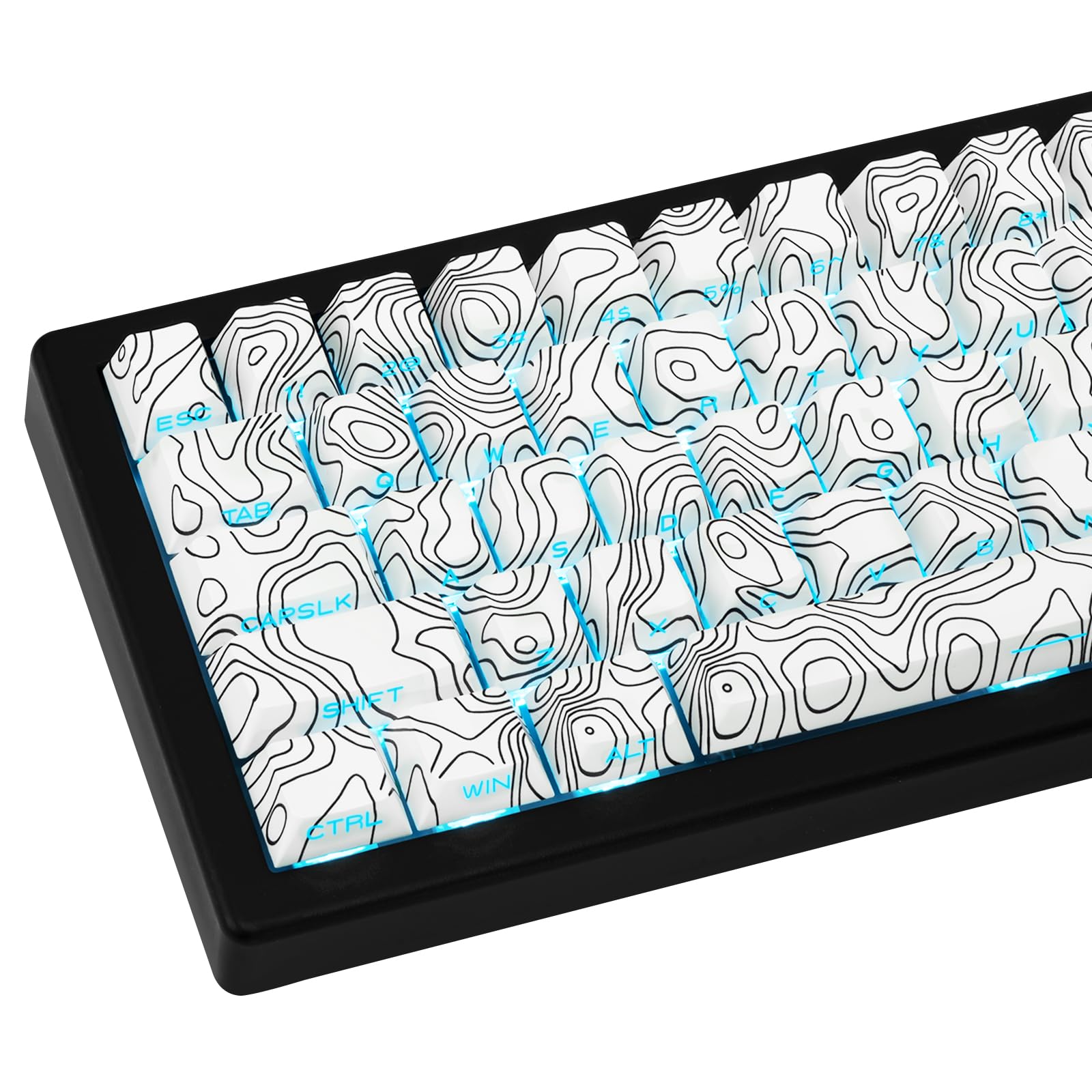 Amazon.com: GEKUCAP 131 Keys PBT Keycaps White Topographic Side Printed ...