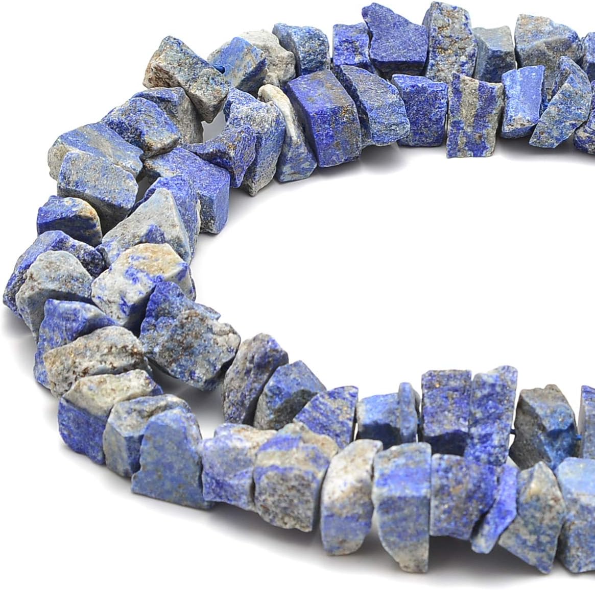 Amazon.com: JM Design Perlas de perforación central de lapislázuli en trozos de pepitas ásperas ...