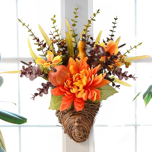 Amazon.com: Hommyea Artificial Fall Hanging Plants Flowers for Indoor ...