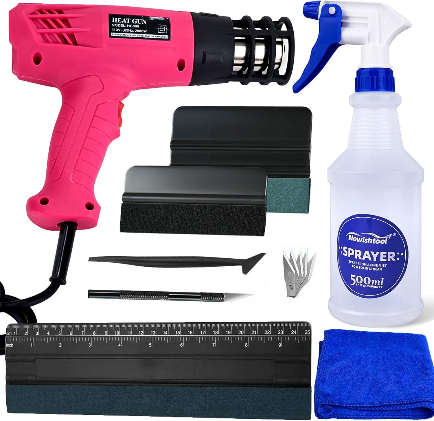 Amazon.com: NEWISHTOOL Vinyl Wrap Tool Kit with Heat Gun for Vinyl ...