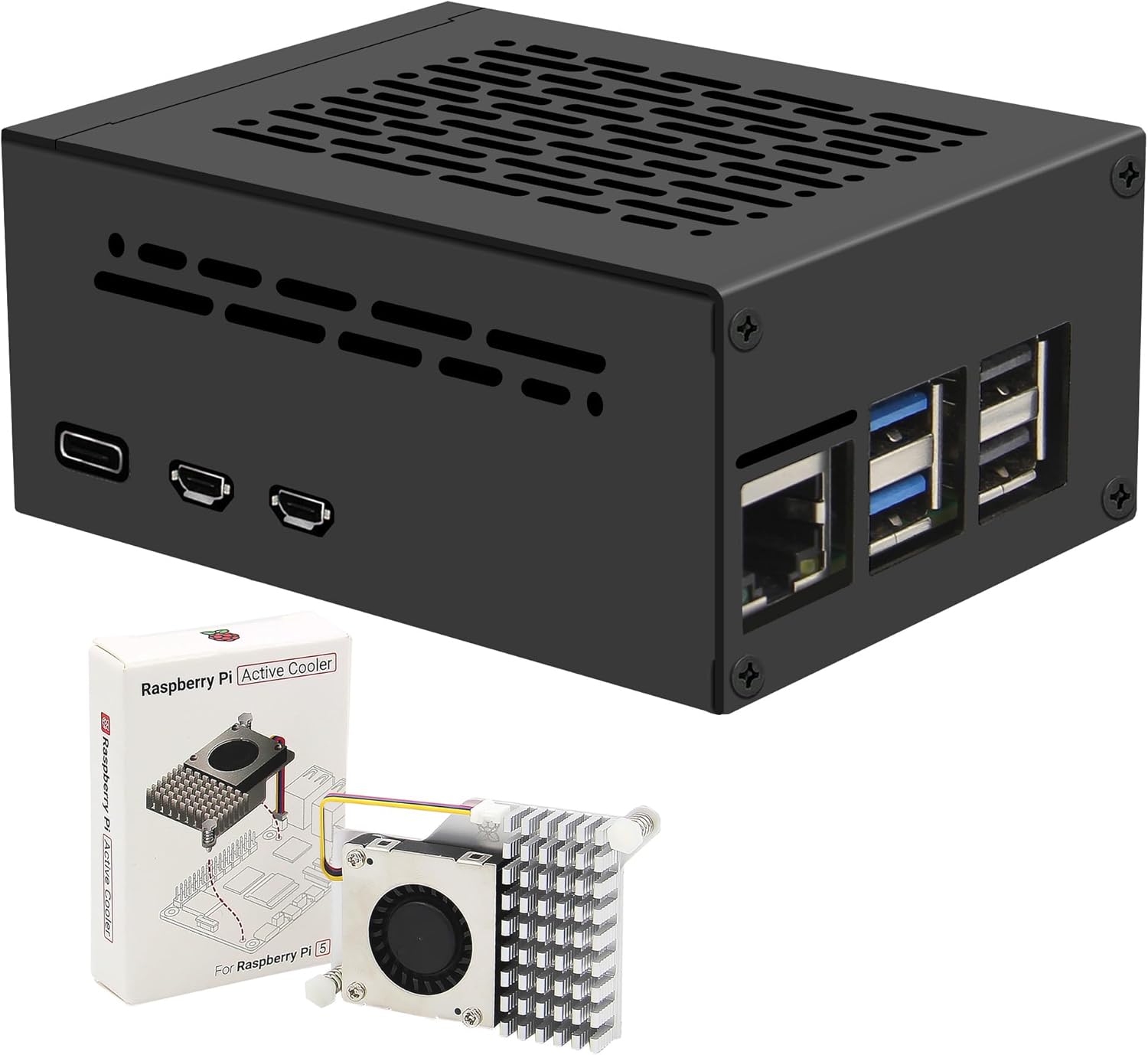 Amazon.com: Geekworm P579 PCIe Metal Case with Official Pi 5 Active Cooler for Raspberry Pi 5 ...