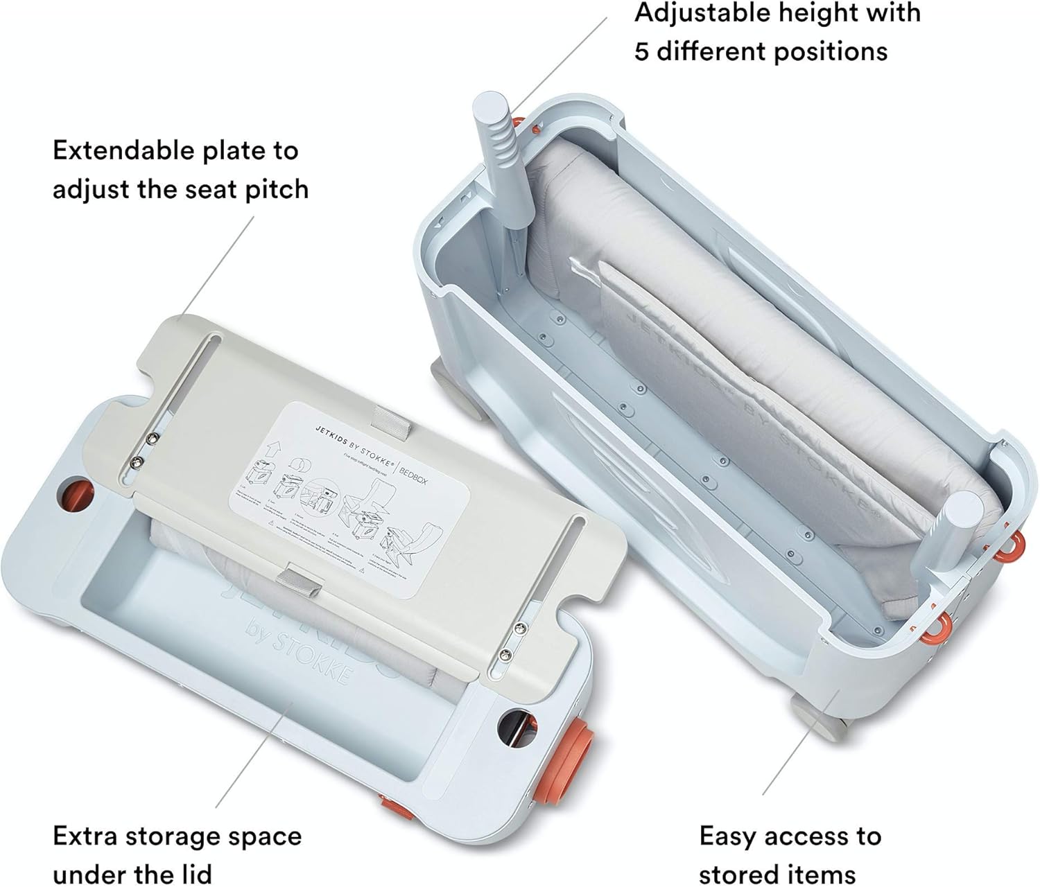 Buy JetKids by Stokke BedBox, Blue Sky - Kid's Ride-On Suitcase & In ...