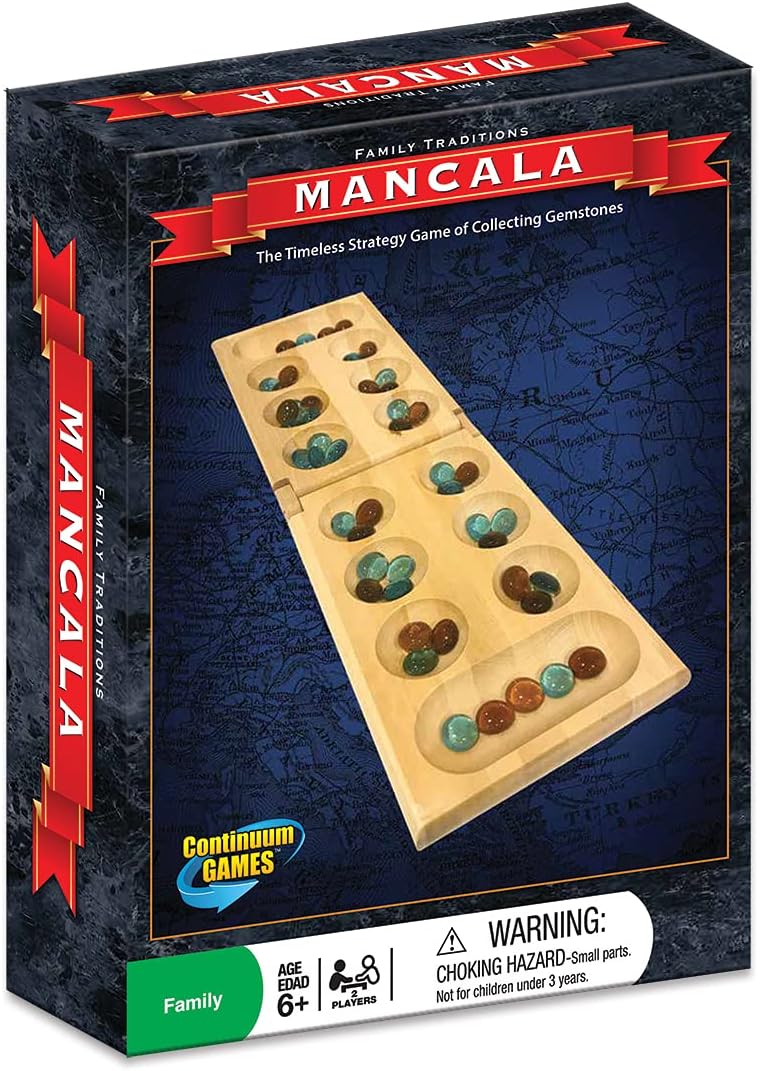 Amazon.com: Family Traditions Classic Mancala Board Game, Wood Board ...