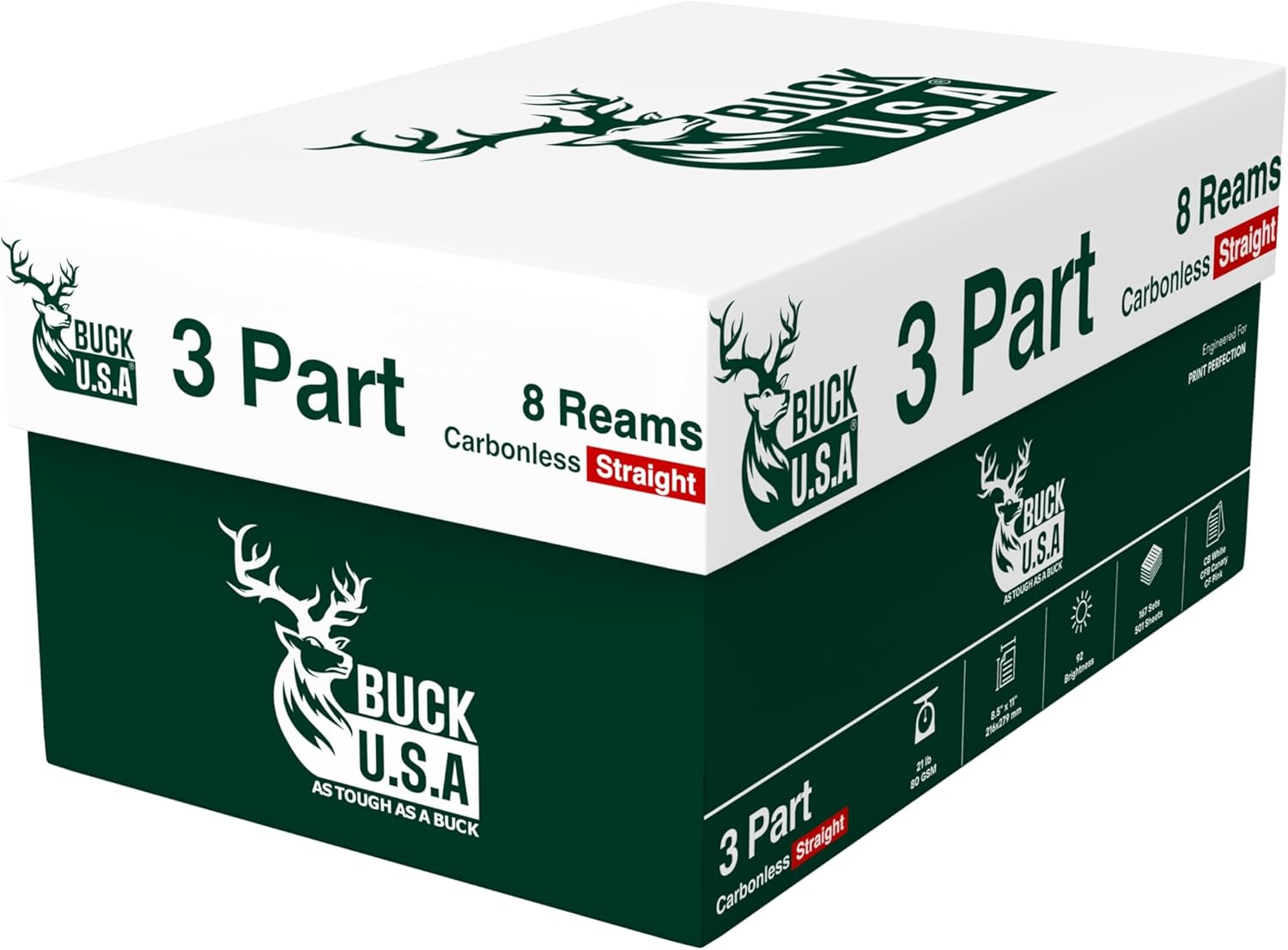 Amazon.com : Buck 3 Part Straight Digital Carbonless NCR Paper, 8 Ream ...