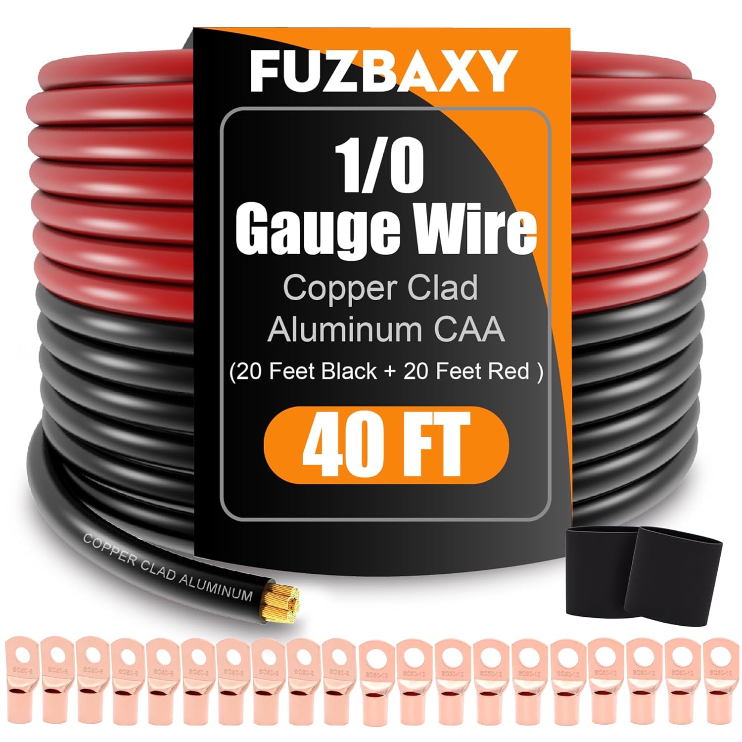 Amazon.com: AWG 0 Gauge Wire (20Feet Black+20Feet Red) Copper Clad Aluminum,0 Gauge Battery ...