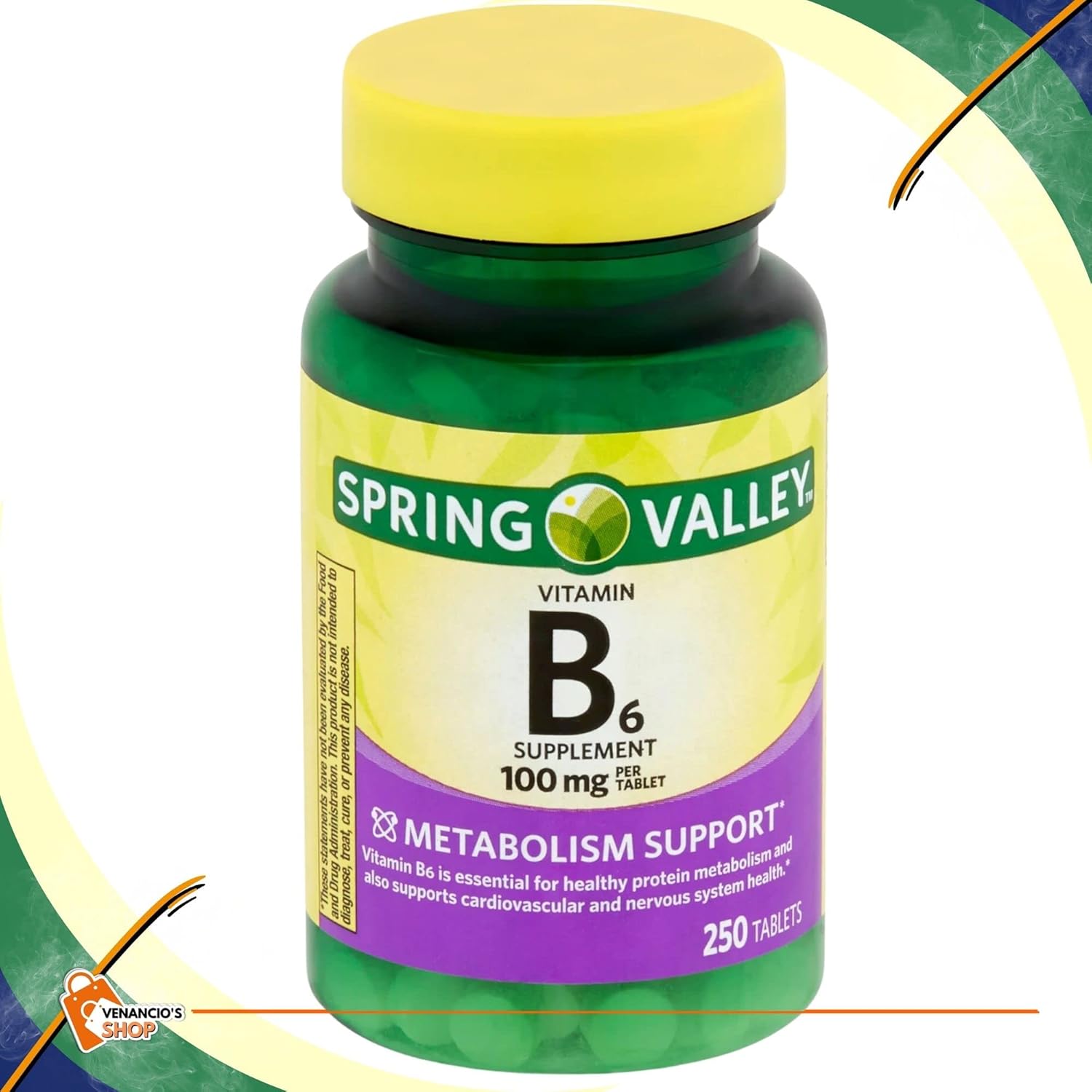 Spring Valley – Vitamina B6 (piridoxina HCl) comprimidos de 100 mg, 250 ...
