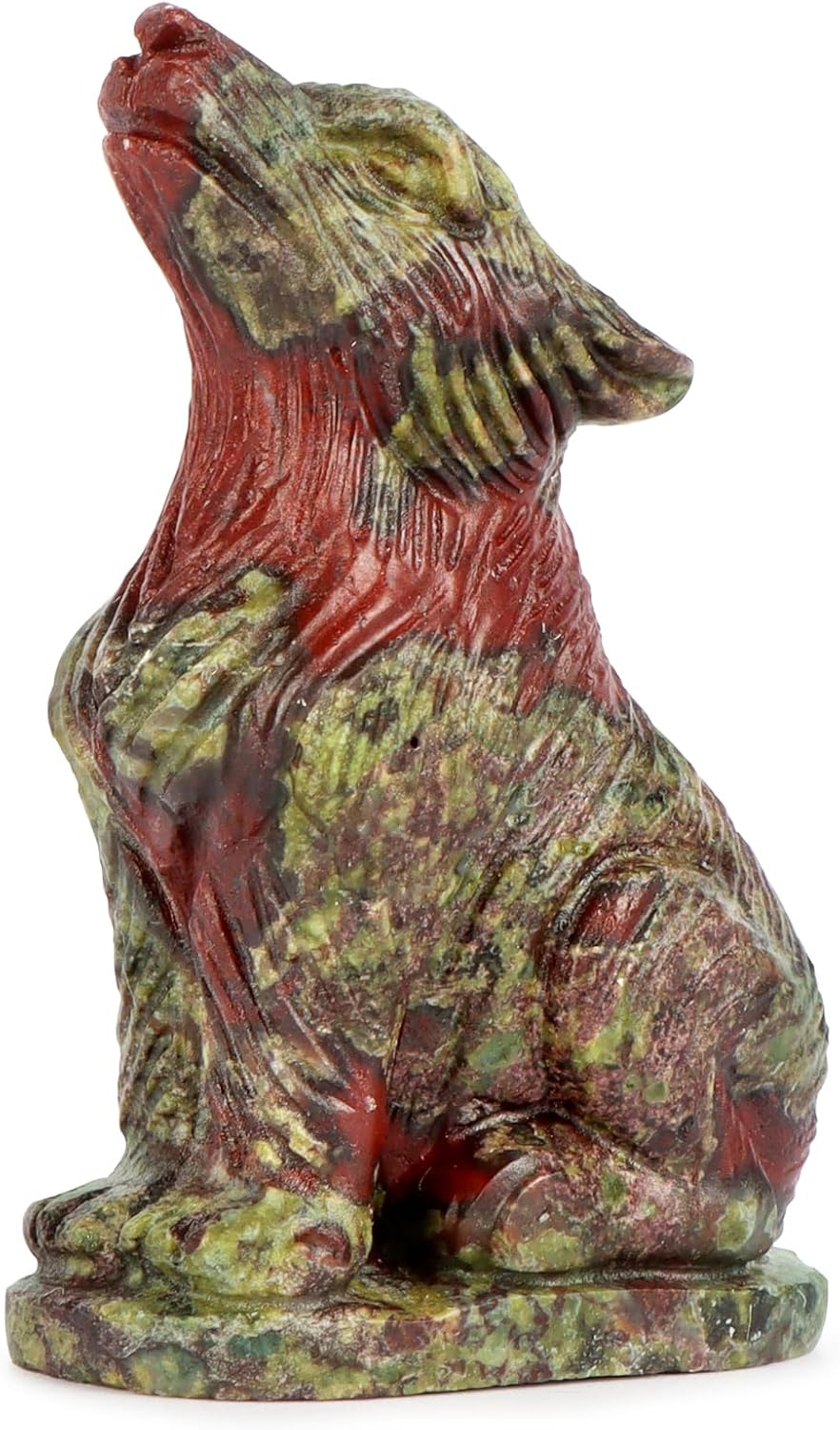Amazon.com: LEADGEM 2" Dragon Blood Stone Crystal Wolf Figurine Healing ...