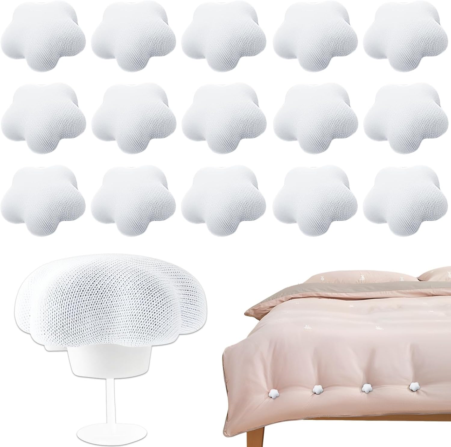 Amazon.co.jp : fogman 布団 クリップ 布団カバー ずれ防止 プラスチック針 留め具 固定 16個セット (花型/ホワイト) : ホーム＆キッチン