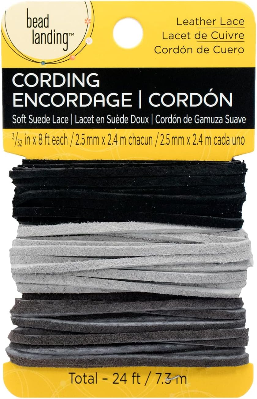 Amazon.com: Bead Landing Black, Pewter and Charcoal Soft Leather Lace ...