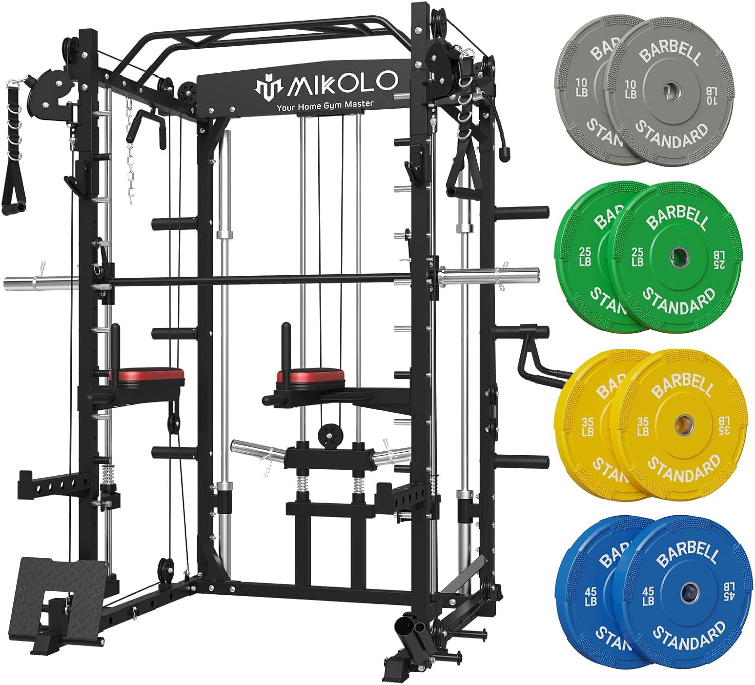 Amazon.com: Mikolo Smith Machine,Multifunctional Squat Rack with 230LBS ...