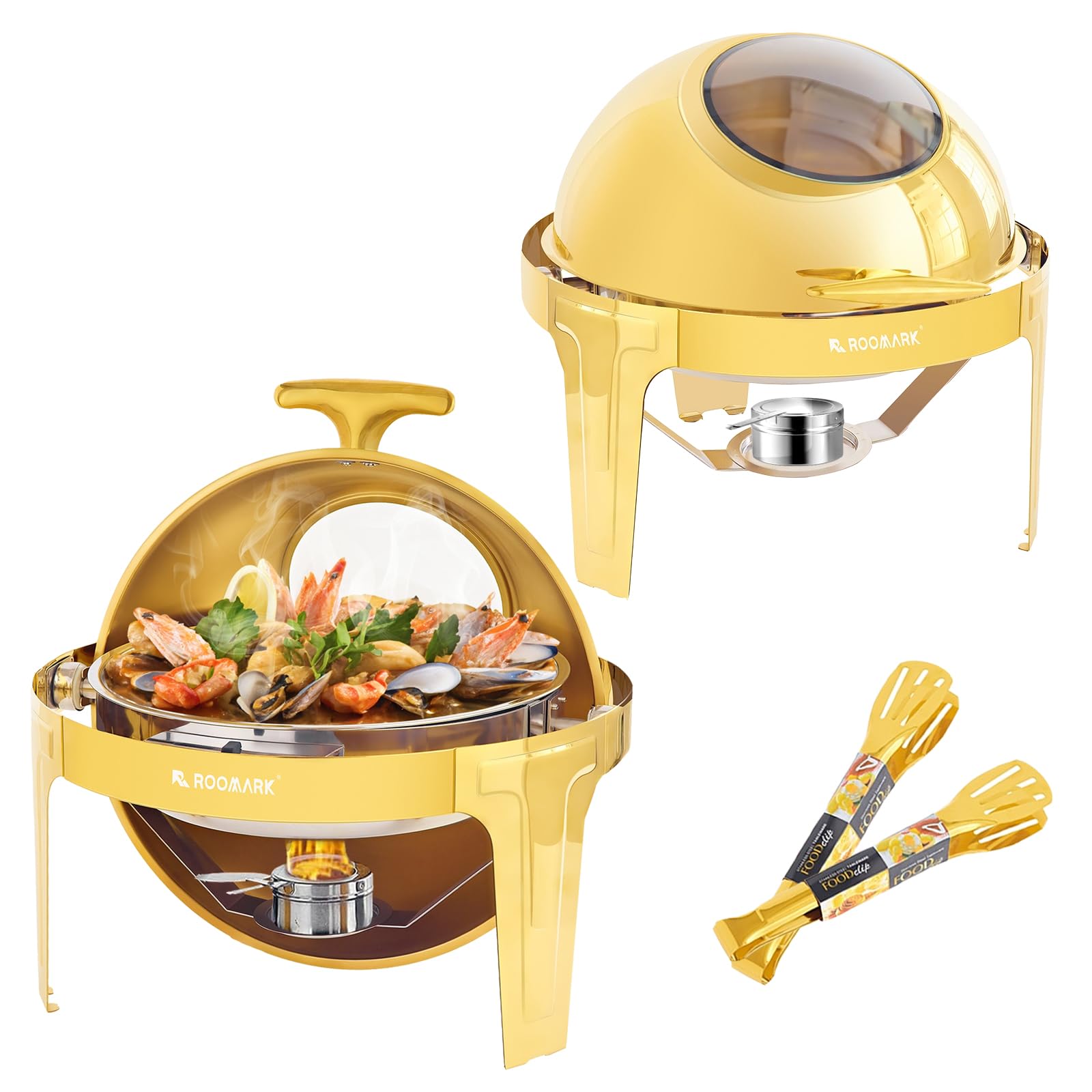 Snapklik.com : Roomark 6QT Gold Chafing Dish Buffet Set-2 Packs, Roll ...
