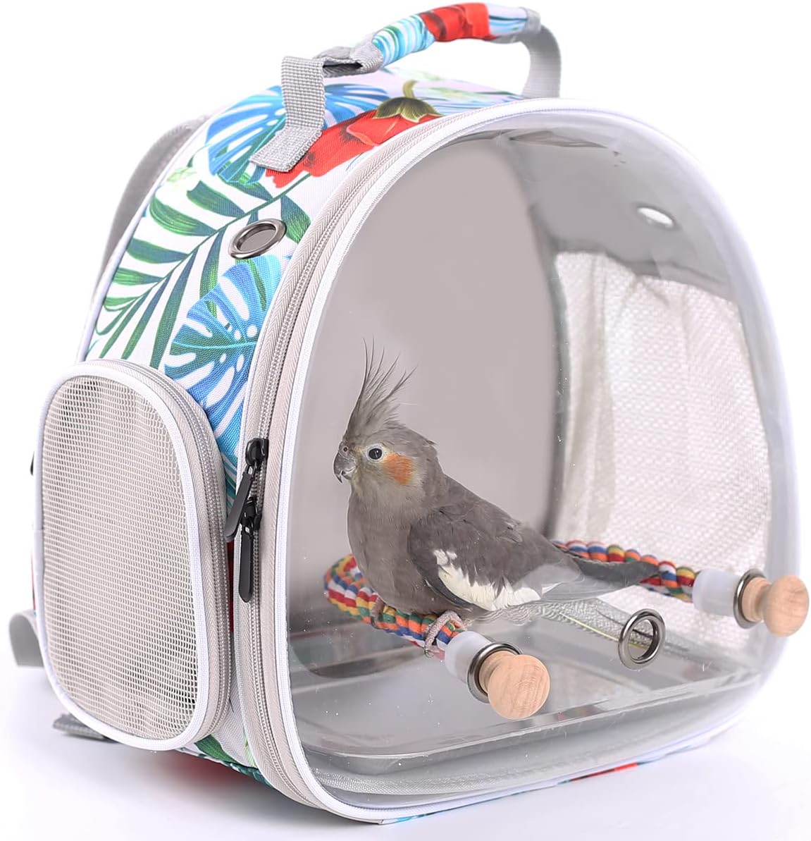 Bird Backpack Carrier, Backpack with Stand Perch and Metal Tray, Travel ...