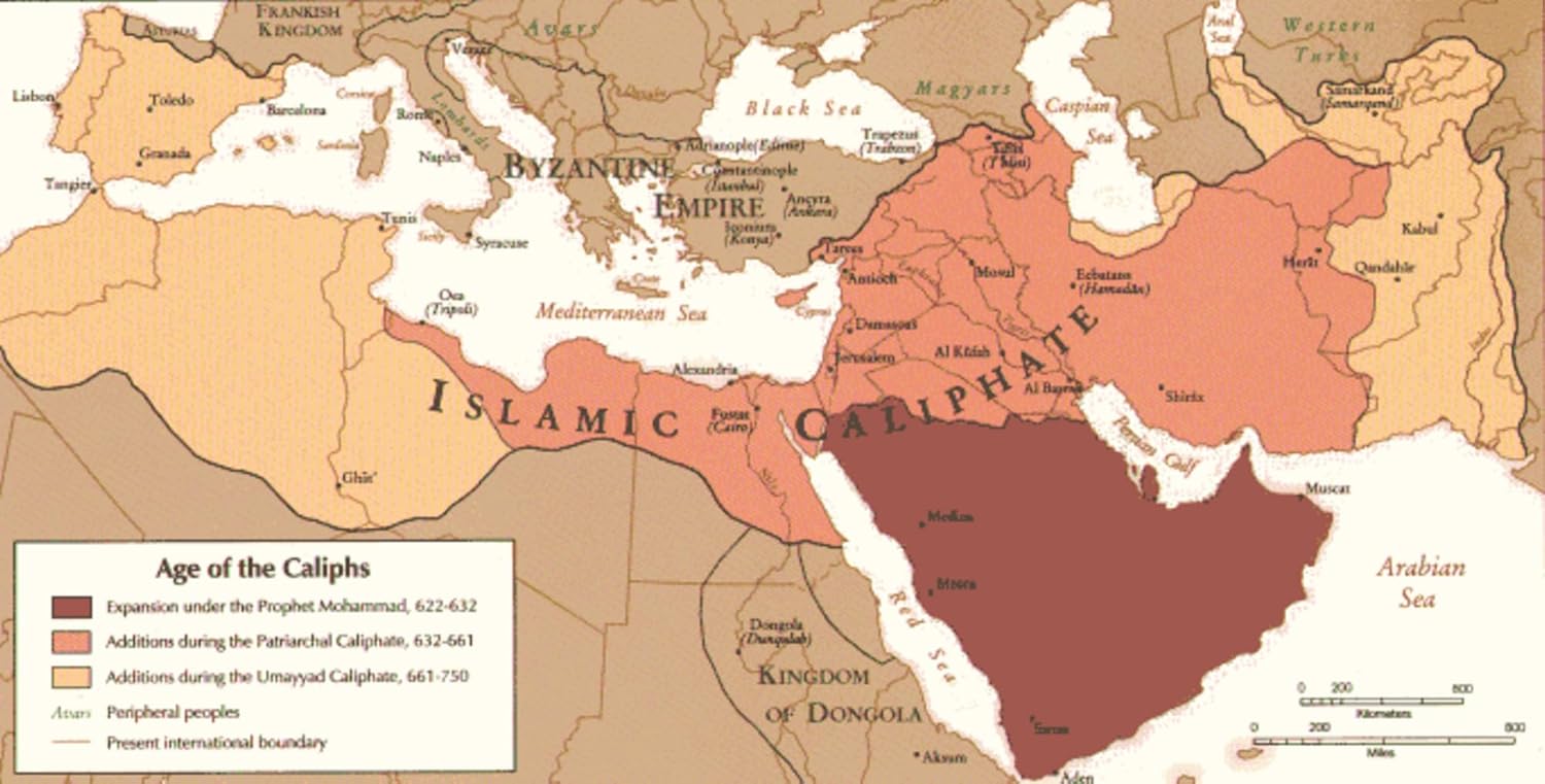 Amazon.com: 24x36 Gallery Poster, A map of Muslim Expansion in The 7th ...