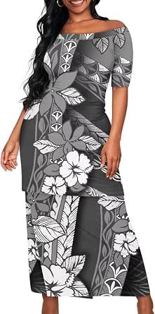 Amazon.com: Off The Shoulder Dress Two Piece Set Skirt and Top Puletasi ...
