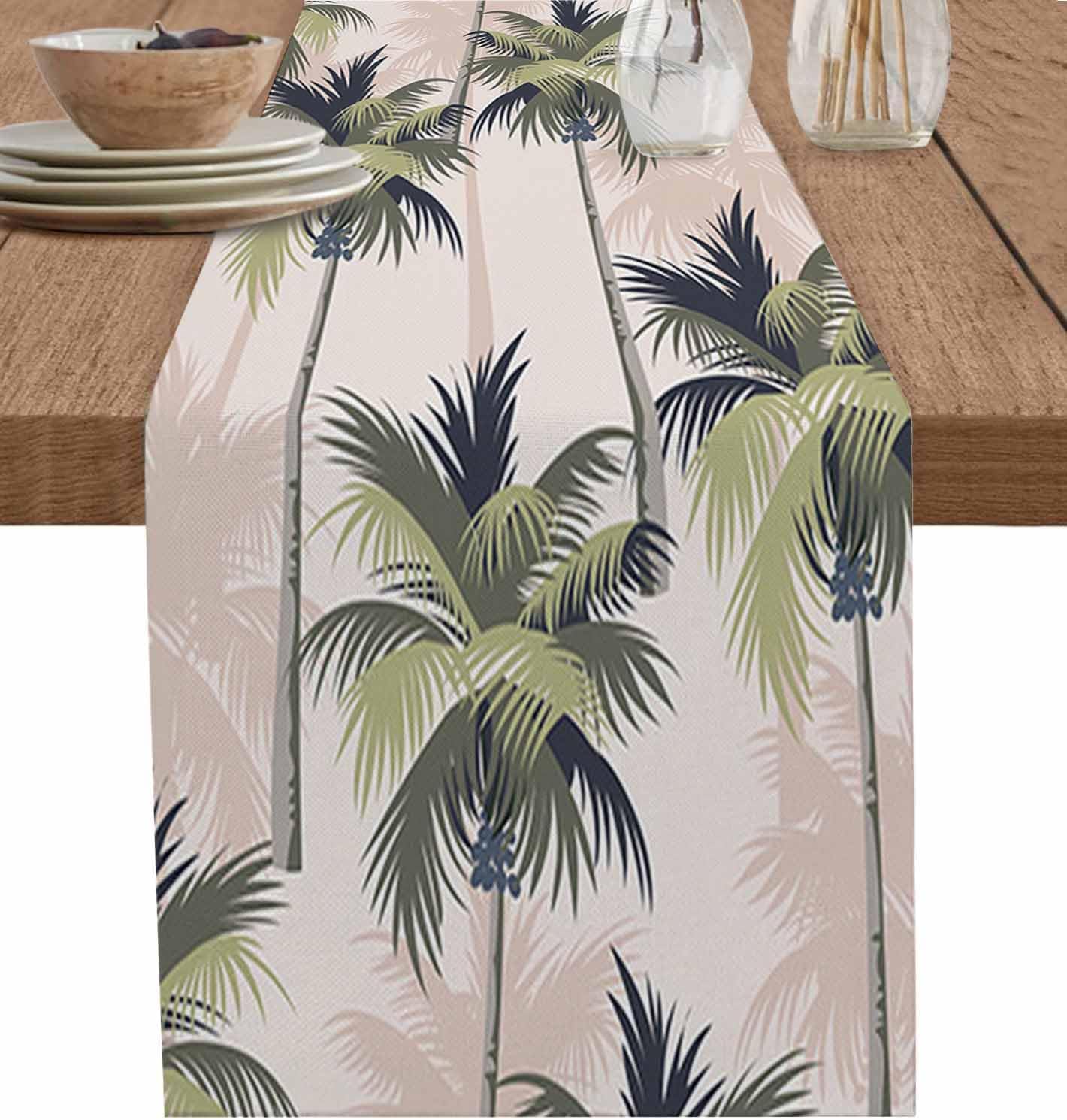 Amazon.com: Holiday Table Runner - Vintage Tropical Palm Trees 36 ...