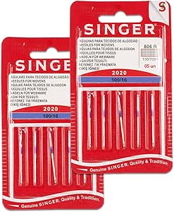 Singer Set of 2 Needles 806R 2020 100/16 Cotton Fabrics for Sewing ...
