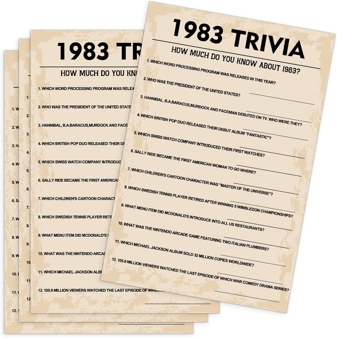 Amazon.com: 40th Birthday Party Games, 1983 Trivia Games, Birthday ...