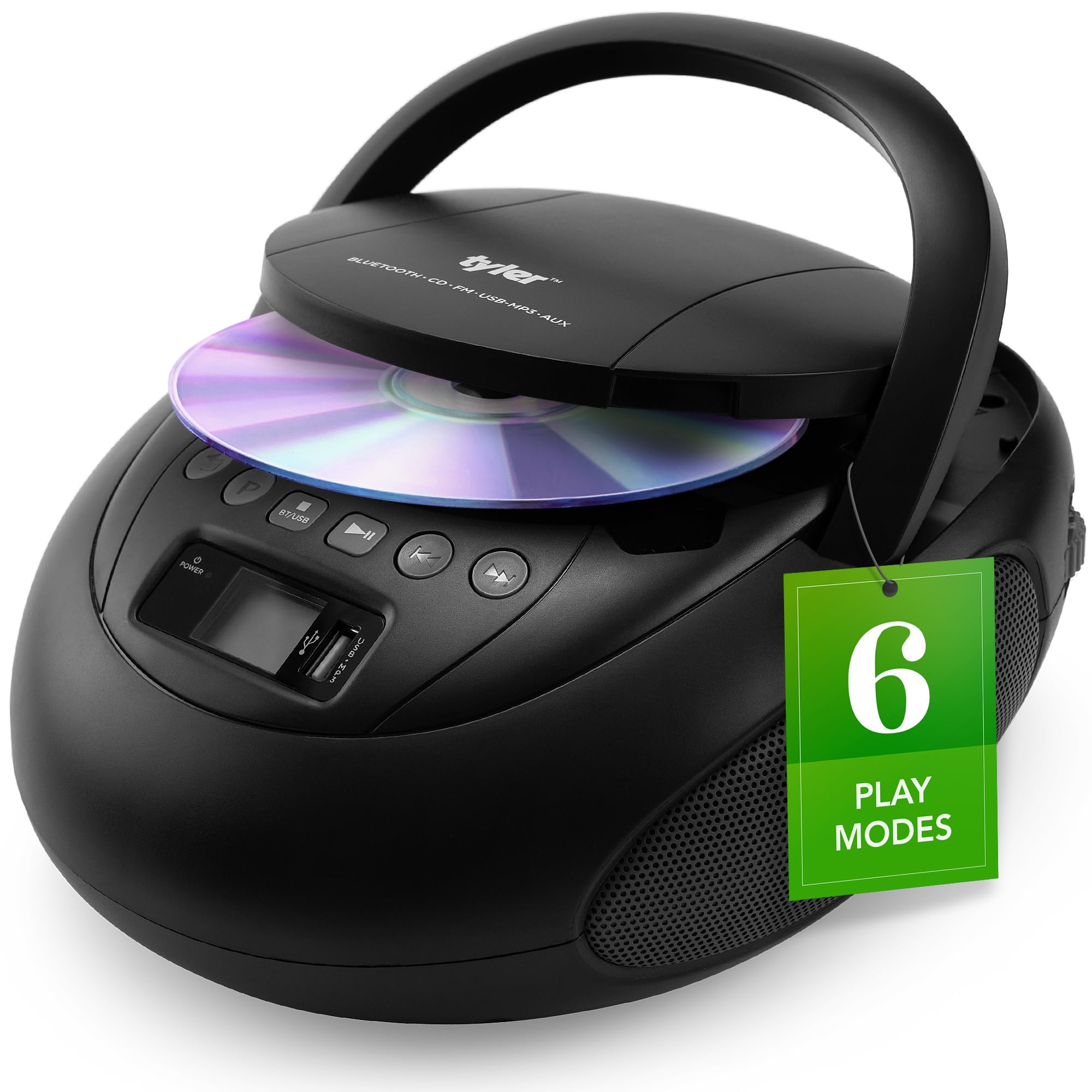 Amazon.com: Tyler Portable CD Player Boombox with FM Radio, Bluetooth ...