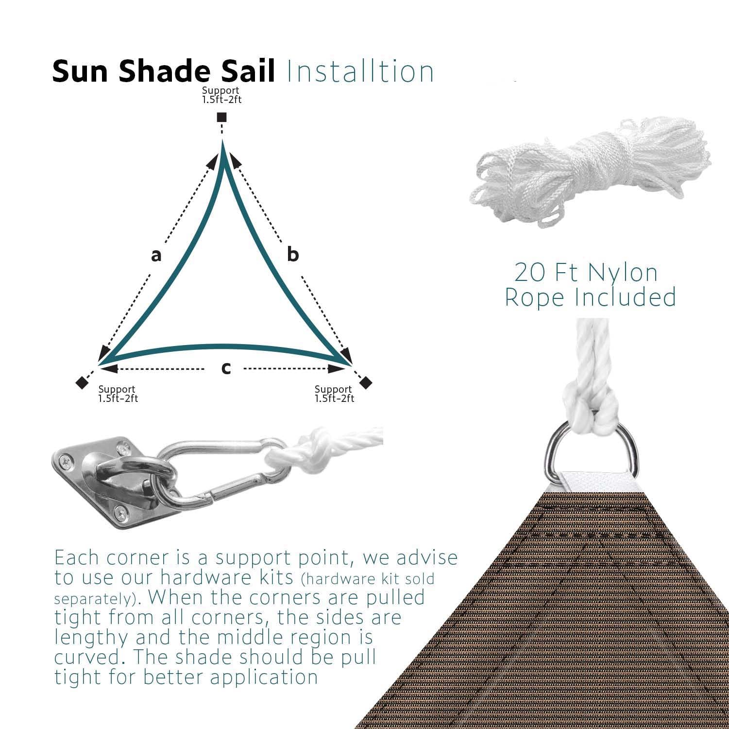 Snapklik.com : ECOOPTS 12x12x12 HDPE Sun Shade Sail Triangle Canopy ...