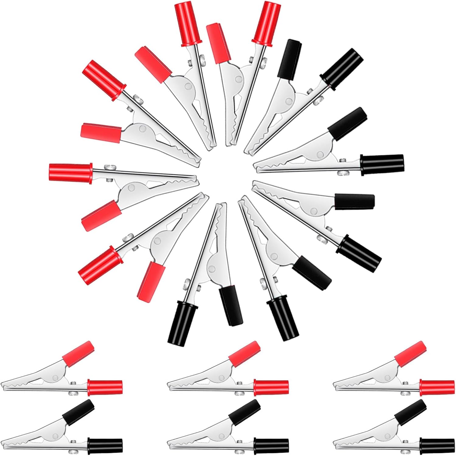 16 Pcs Red and Black Alligator Clips, Small Metal Electrical Clamps ...