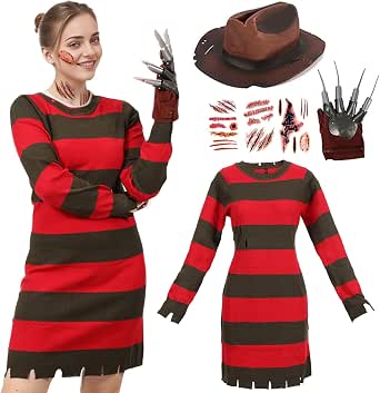 Amazon.com: 6PCS Scary Halloween Costume for Women Knitted Sweater ...