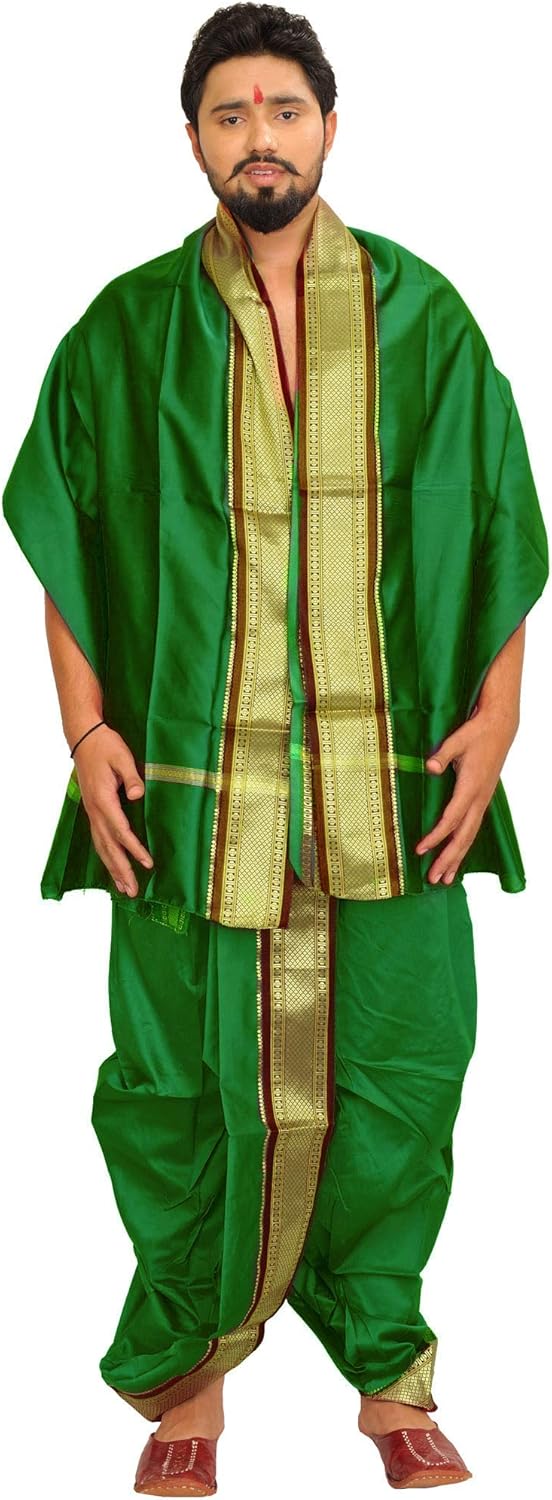 Amazon.com: Exotic India Ready to Wear Dhoti and Veshti Set with Woven ...