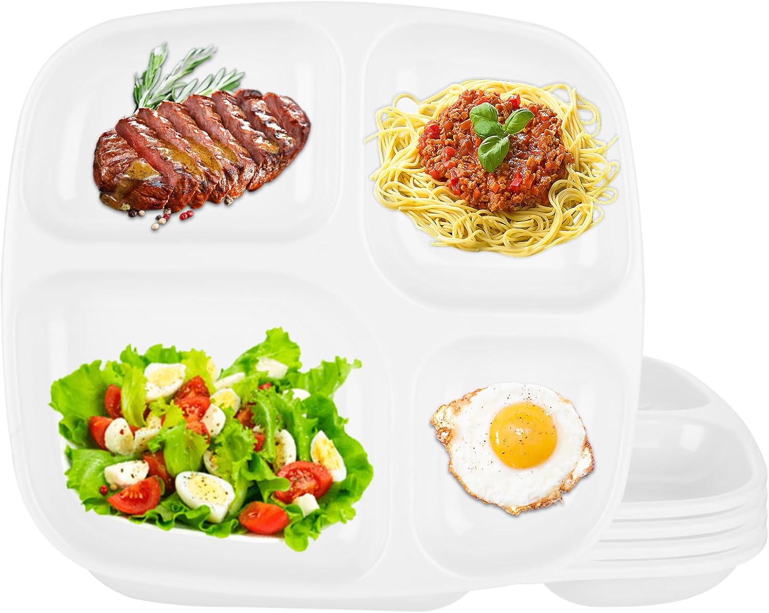 AKOLAFE Dinner Plates Set of 5 Portion Control Plates for Adults ...