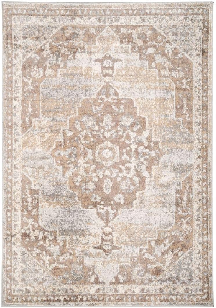 Vintage Warm Neutral Greige Living Room Area Rug Distressed Antique ...
