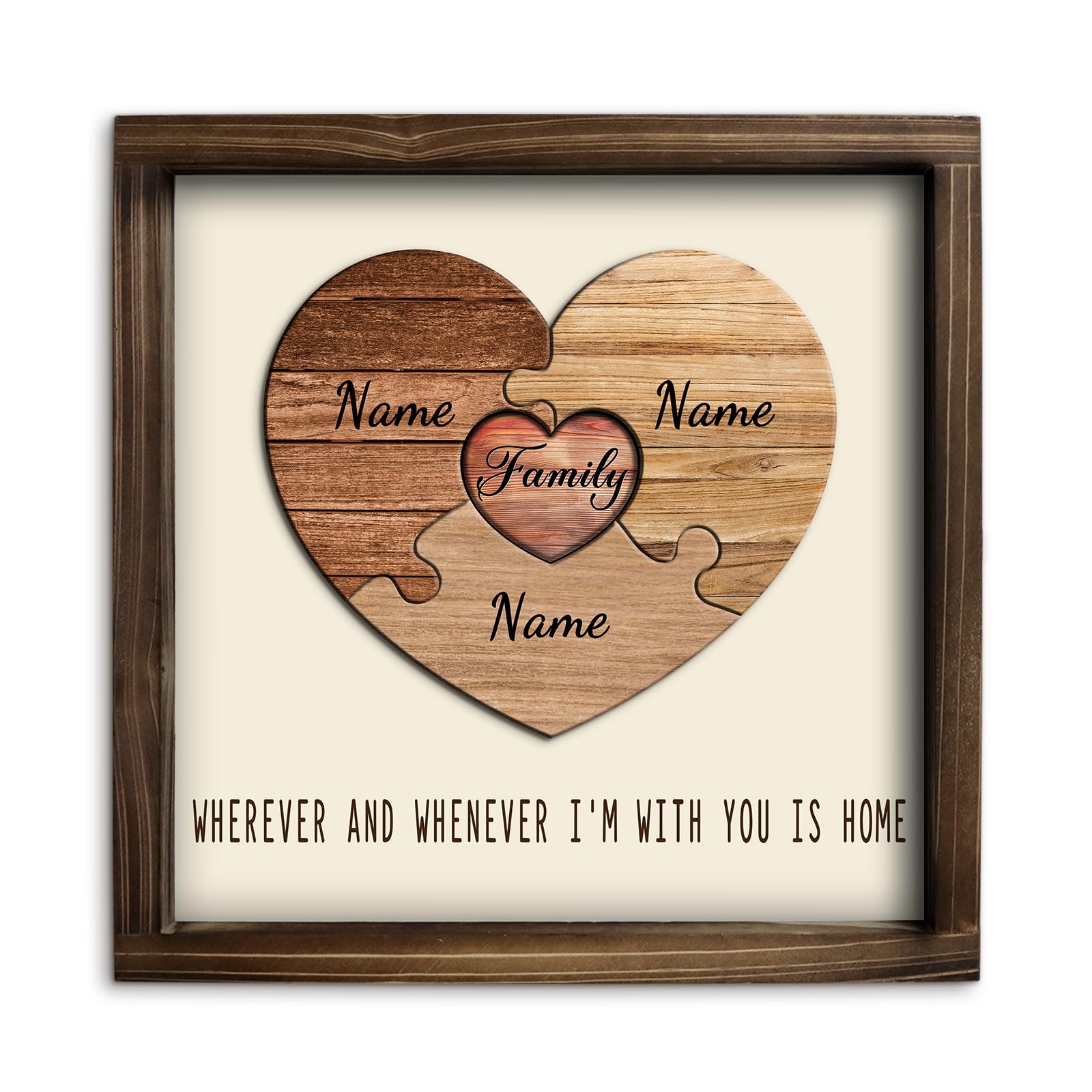 Amazon.com: Kas Home Personalized Wooden Heart Name Puzzle Sign, Custom ...