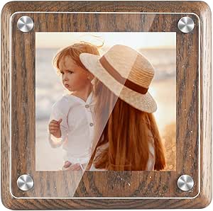 Amazon.com - EssOAKence Solid OAK Wood Picture Frame, 5x5 Inch, Walnut ...