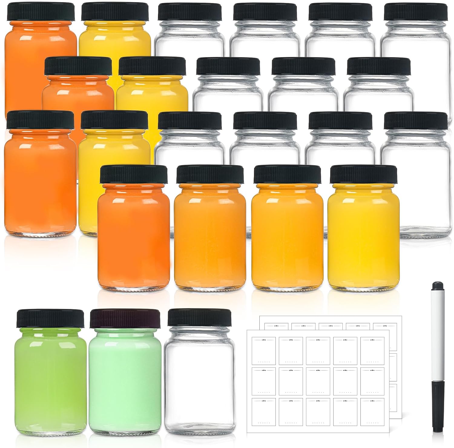 Amazon.com: DIMBRAH Shot Bottles with Caps- 24pcs Ginger Shots Bottles ...