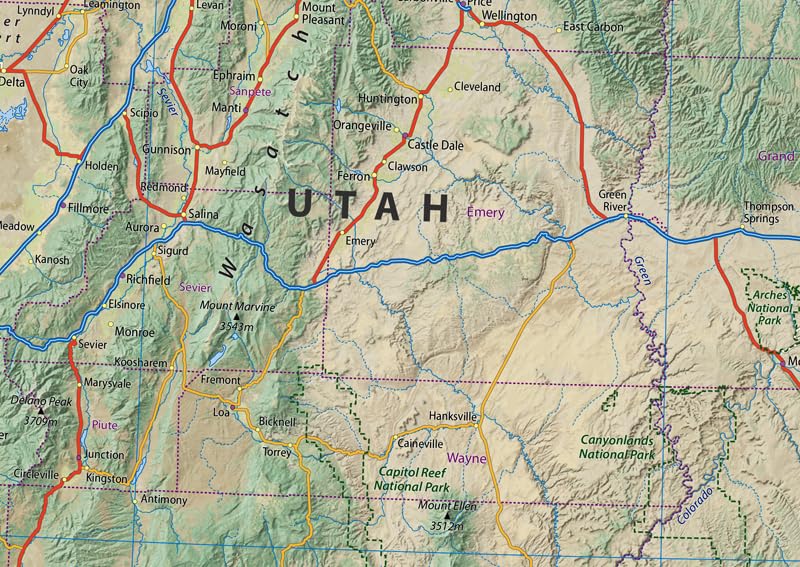 Mapa De Utah Y Colorado Mapa Topográfico Utah, Altitude, Relevo