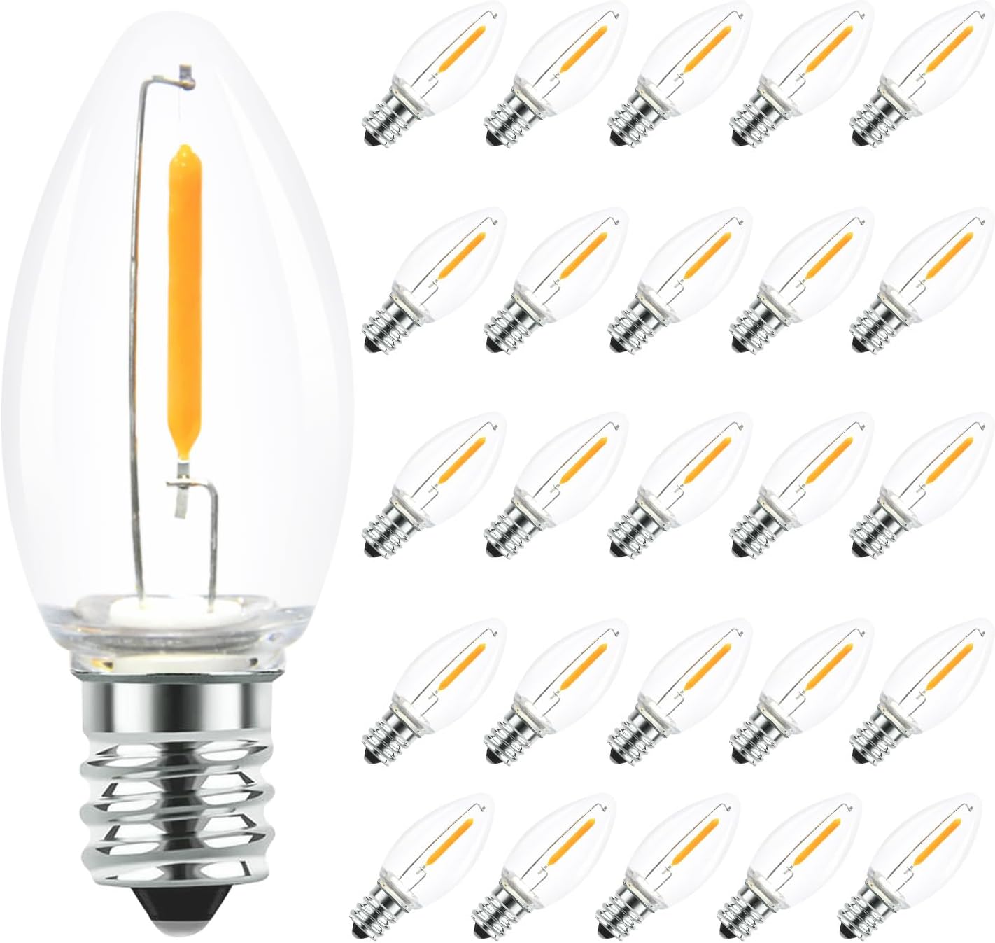 SOTOPOO 25Pcs LED C9 Bulbs Christmas Light Replacement Bulbs, Clear ...