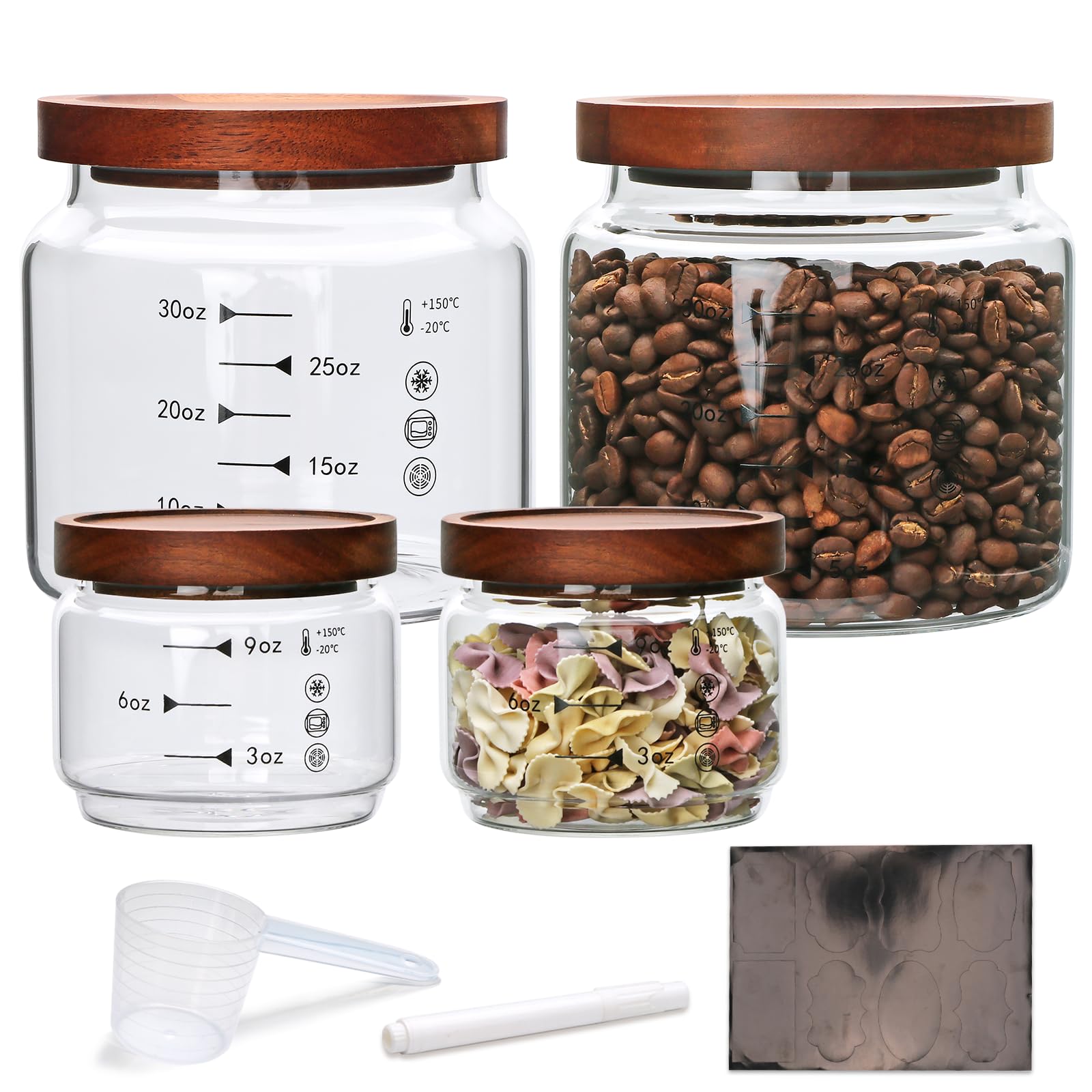 Amazon.com: Datttcc 35 oz Glass Food Storage Jars,Containers with ...