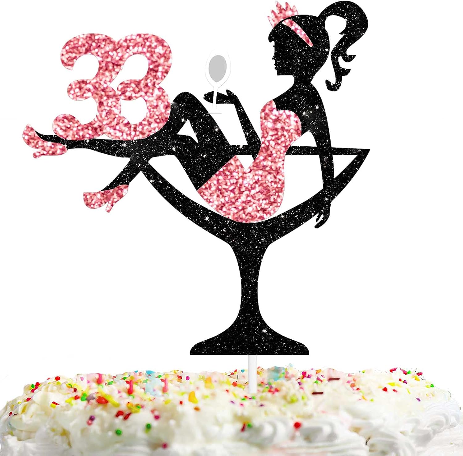 Amazon.com: Sitting Girl Cake Topper Picks for Lady 33rd Birthday ...