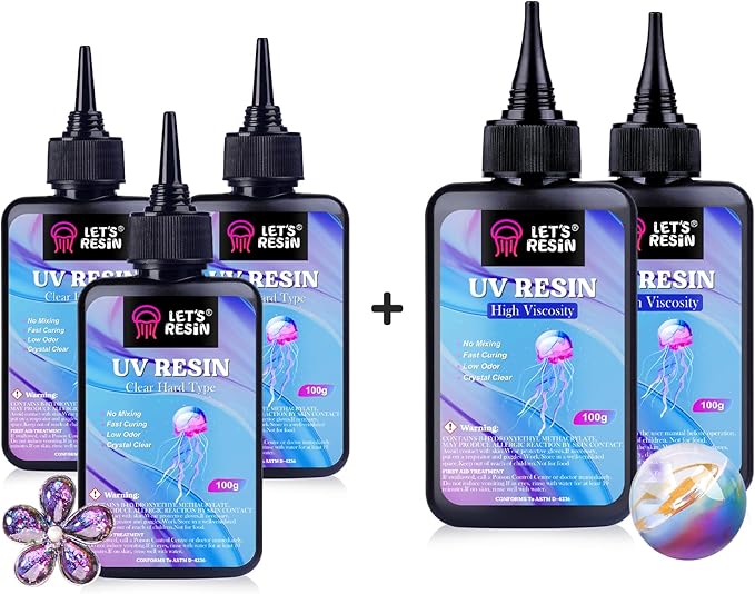 Amazon.com: Bundle Set of 300g Low Viscosity Crystal Clear UV Resin and 200g High Viscosity UV Resin