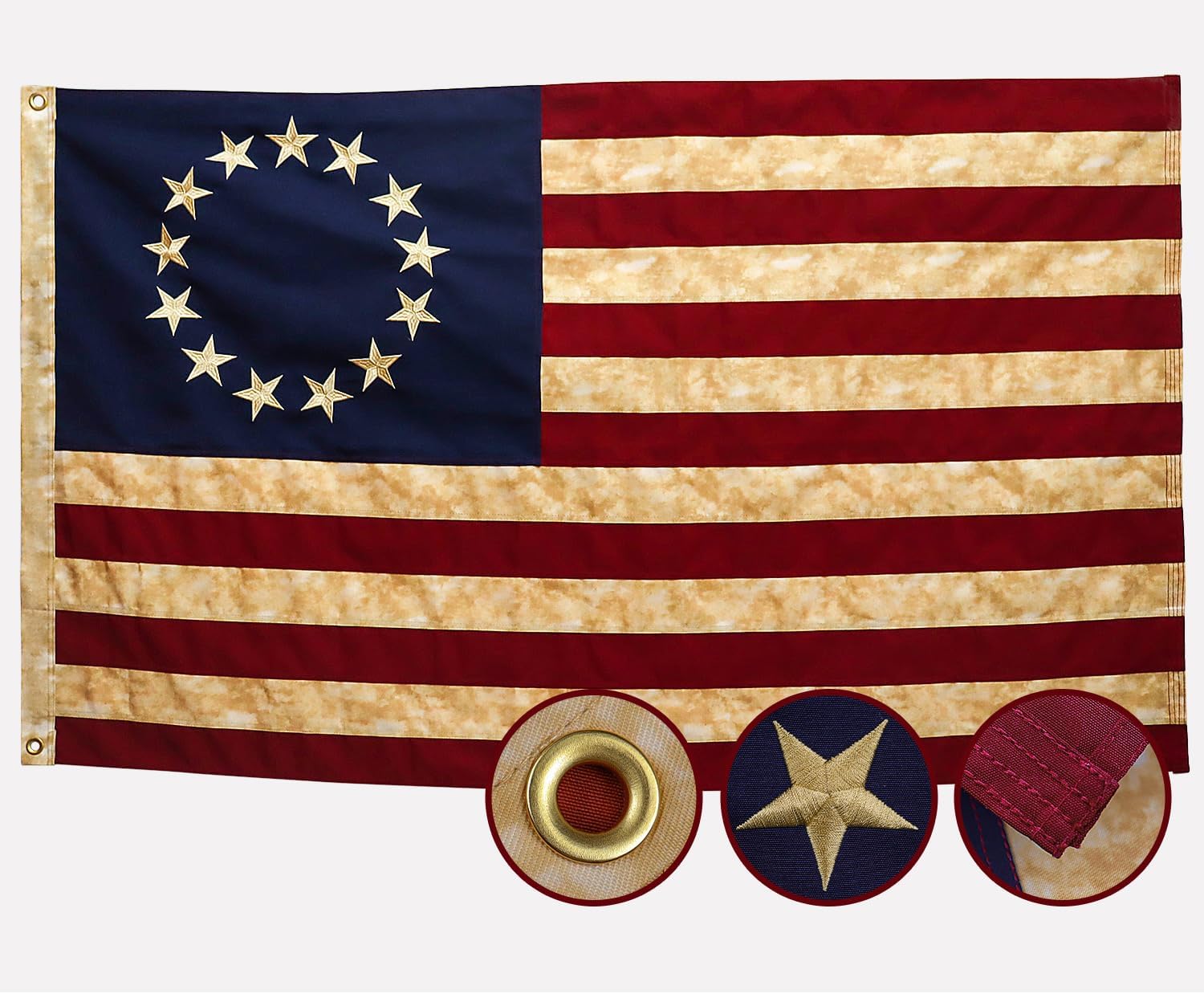 Amazon.com : Betsy Ross Tea-Stained Vintage Style Flag 3x5 Ft Deluxe ...