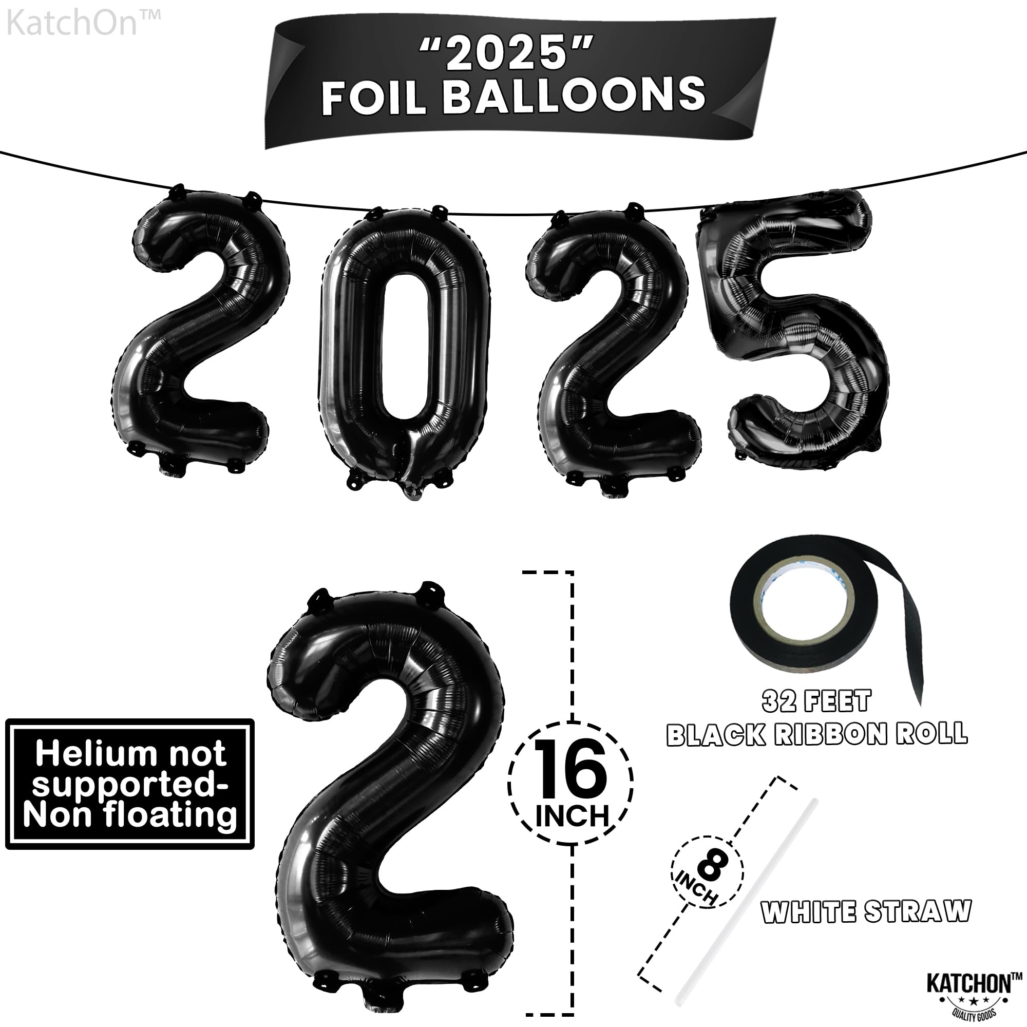 Snapklik.com : 16 Inch 2025 Black Balloons - Graduation Party Supplies ...