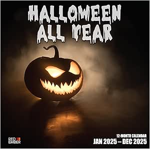 Amazon.com: RED EMBER Halloween All Year 2025 Wall Calendar 12 Month ...