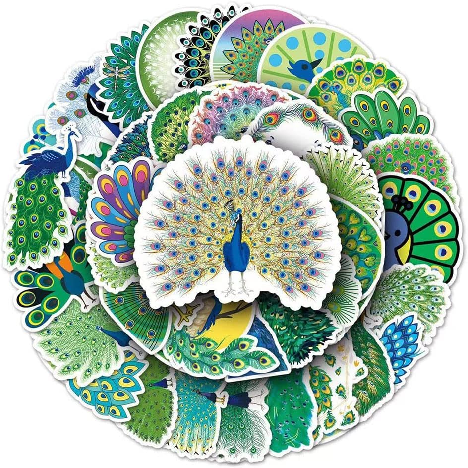 Amazon.com - Peacock Stickers |50Pcs Peacock Waterproof Vinyl Decals ...