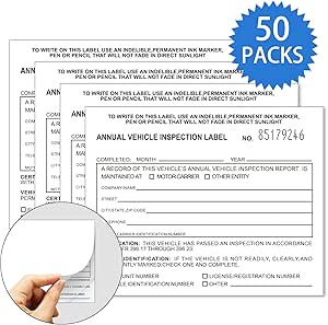 Amazon.com: YNXPTBNC Annual Vehicle Inspection Label 50 Pack Interior ...