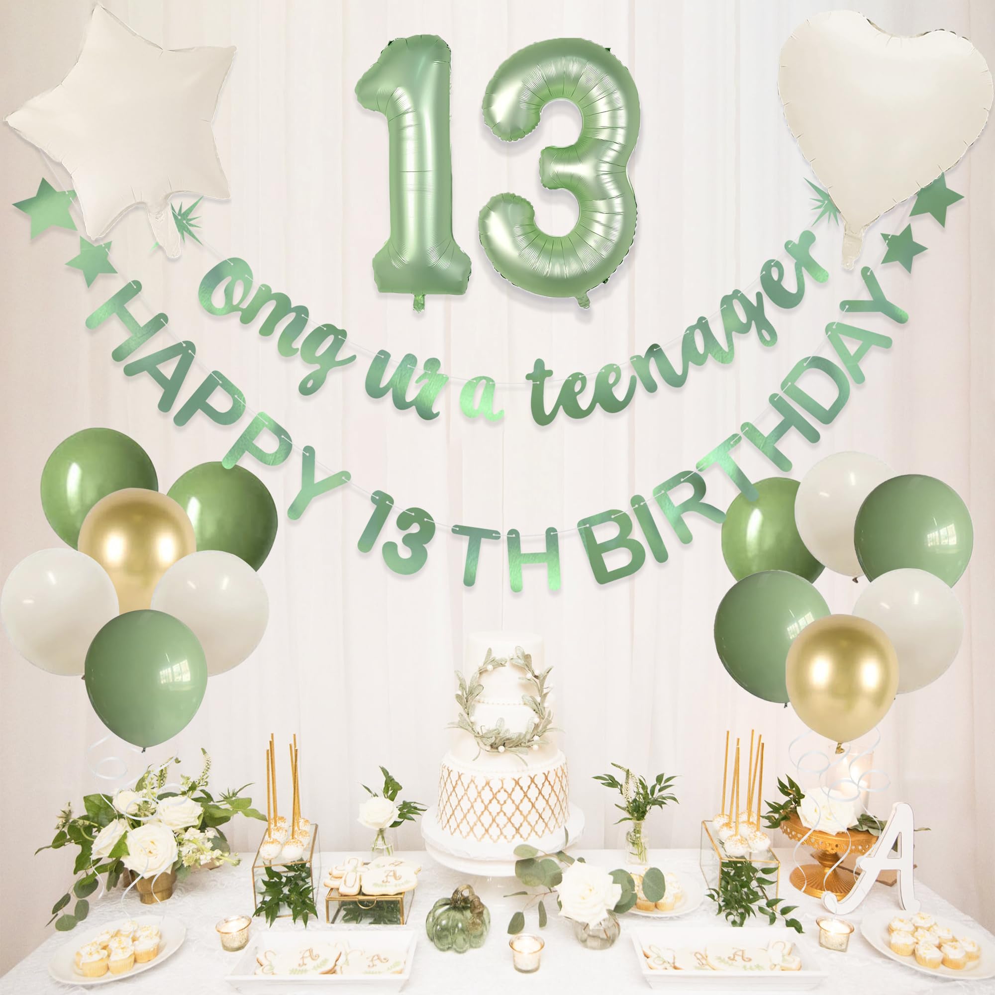 Snapklik.com : Sage Green Omg Ur A Teenager Happy 13th Birthday Banner ...