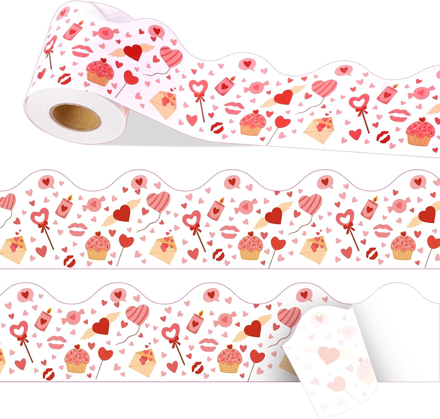 Valentines Day Bulletin Board Borders, 65.6 feet Self-Adhesive Heart ...
