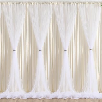 Amazon.com : Htper 30ft x 10ft Wrinkle Free Ivory Backdrop Curtain for ...