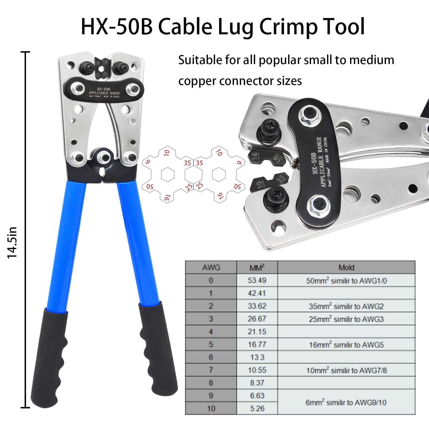 Battery Cable Crimper Cable Lug Crimping Tool,Knoweasy Battery Cable ...