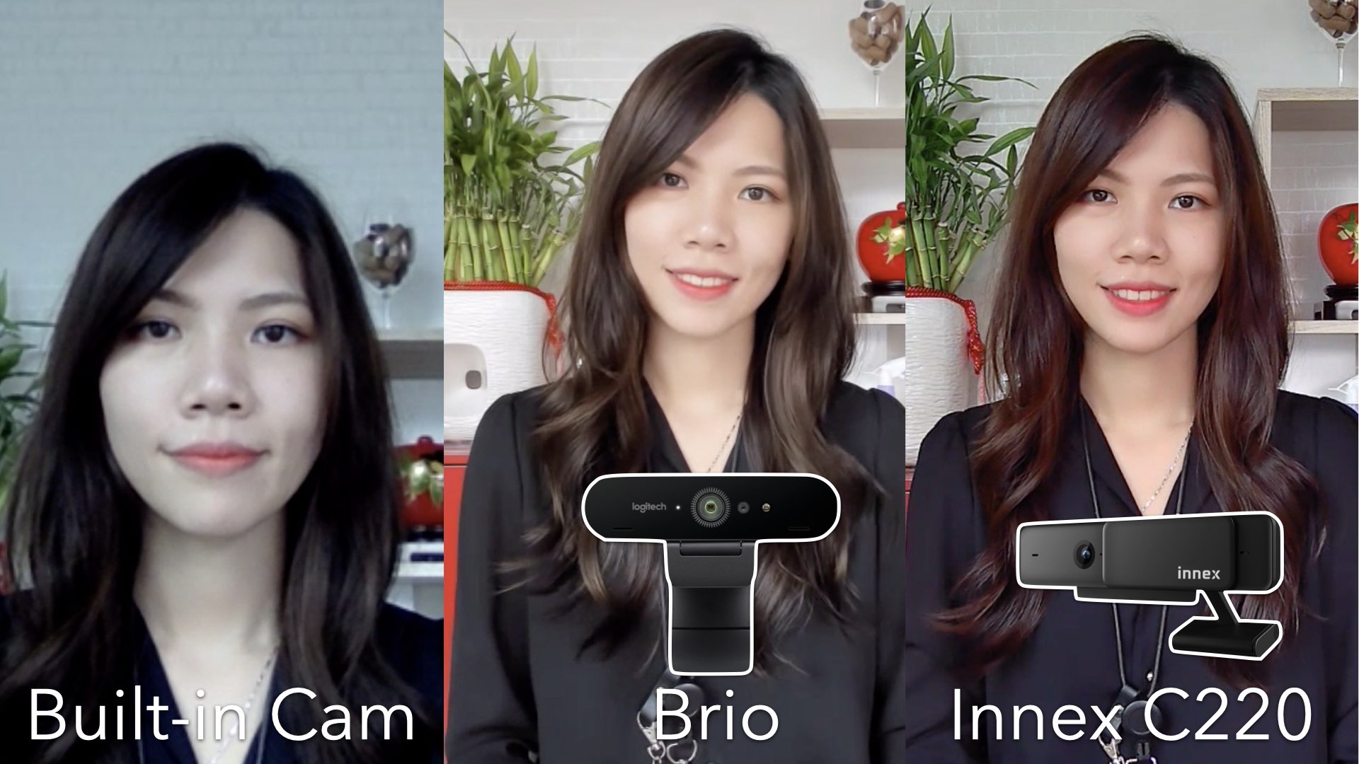 Watch Innex C220 vs Logitech Brio vs Built-in Cam Comparison on Amazon Live